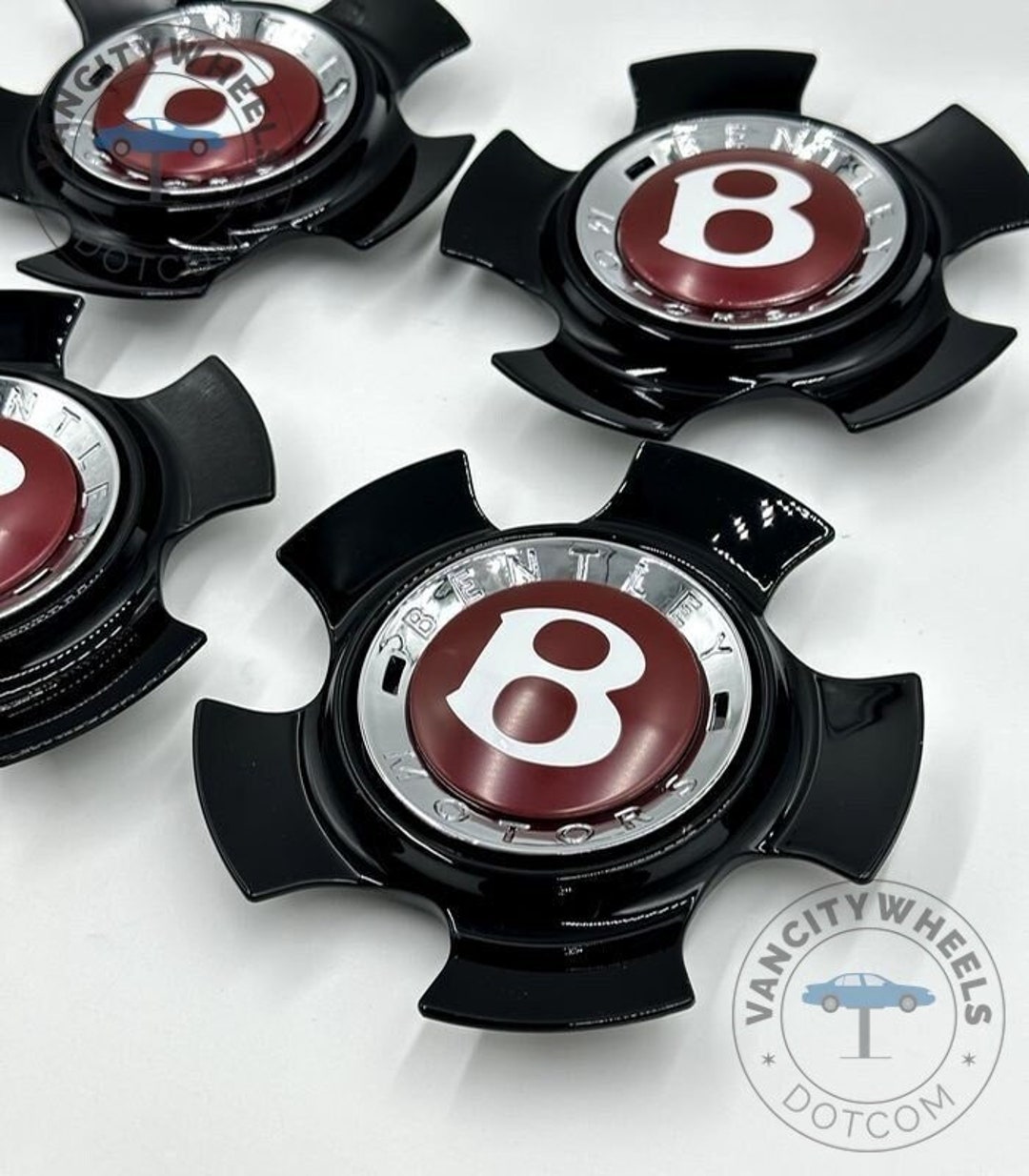Bentley Wheel Center Caps Black Luxury Black/red Finish set of 4 ...