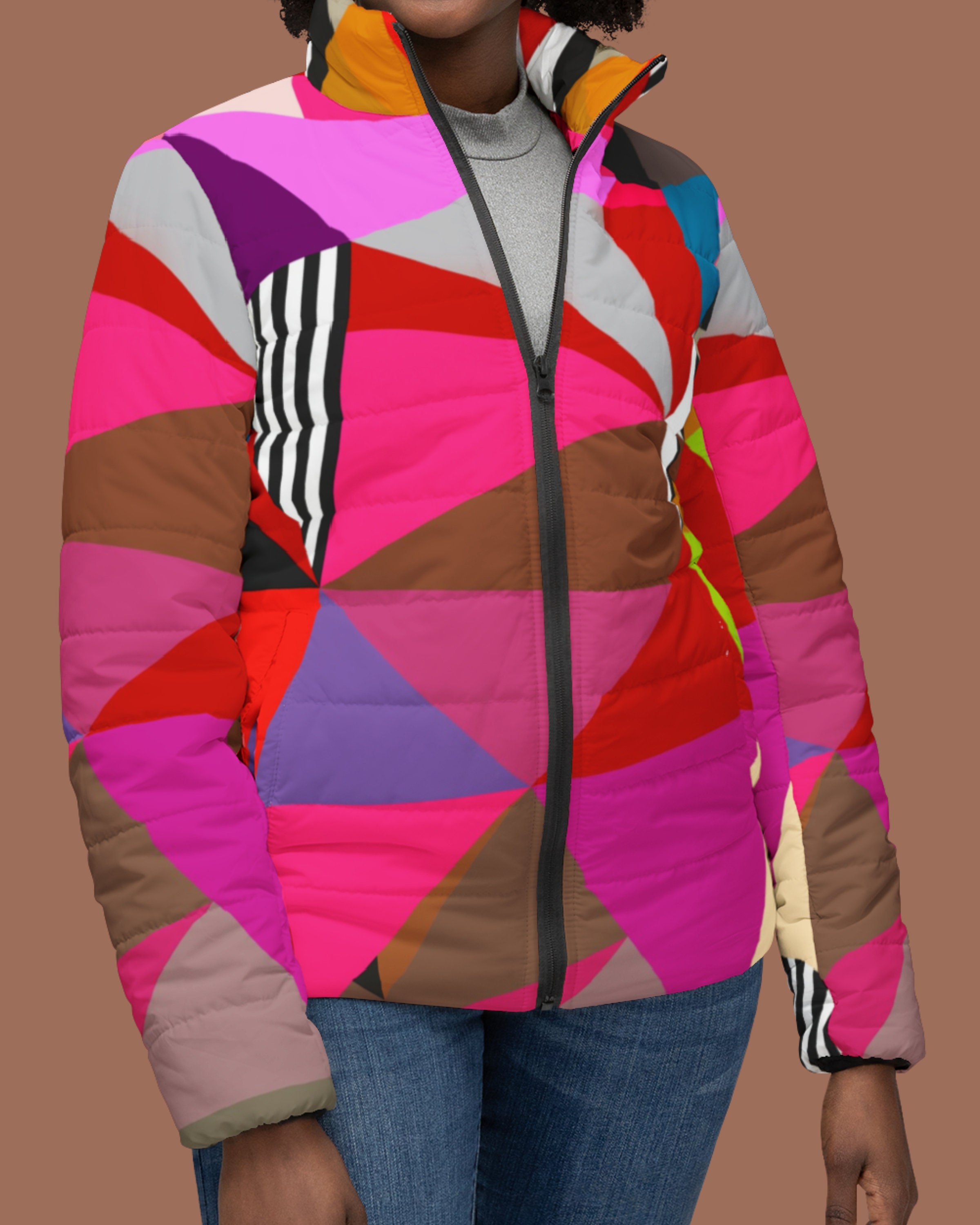 Women Puffer Jacket, Puffy Jacket, Multicolor Puffer Jacket, Original ...