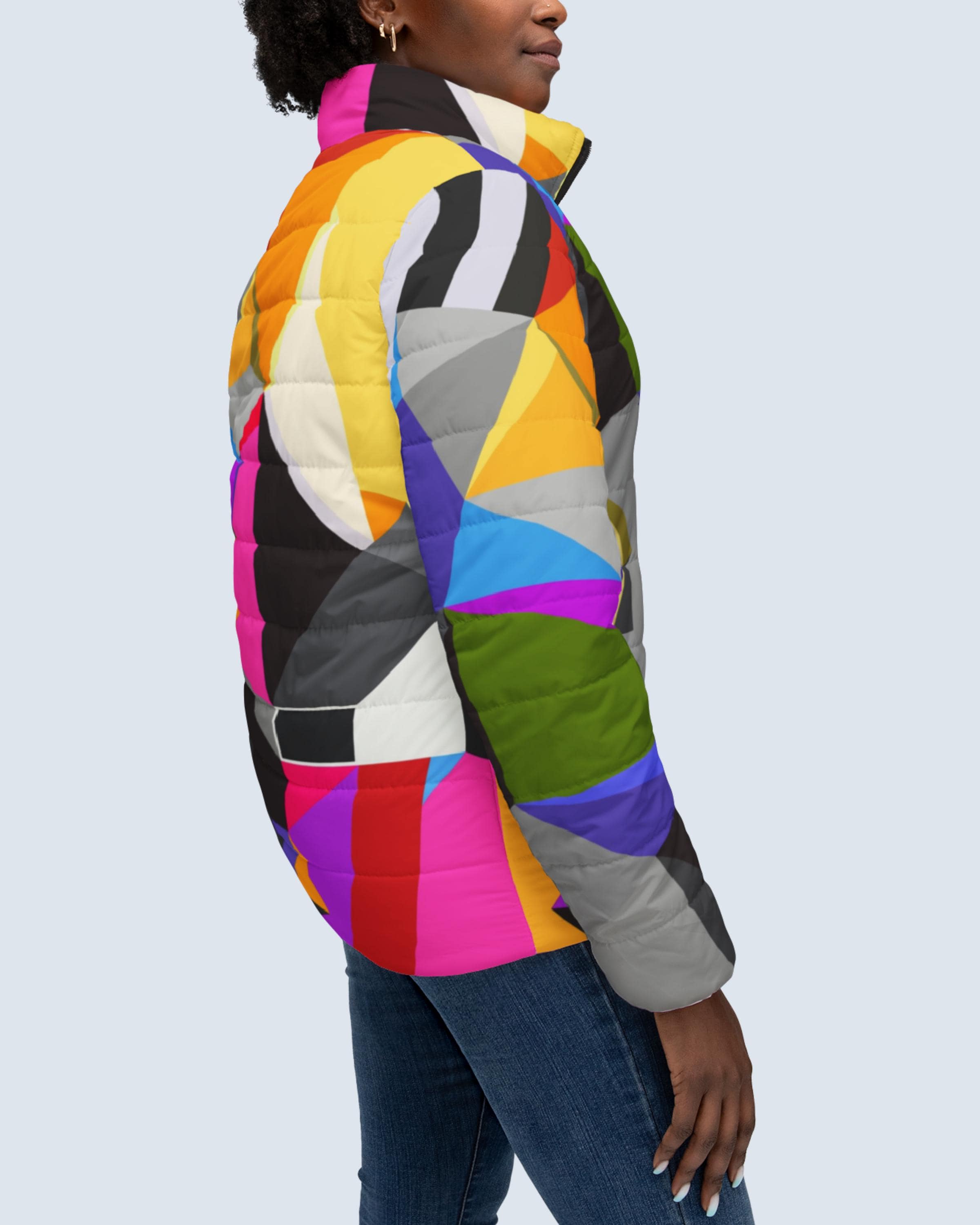 Women Puffer Jacket, Colorful Puffy Jacket, Multicolor Puffer Jacket ...