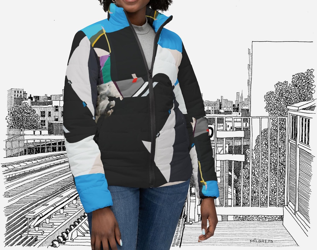 Women's Puffer Jacket for Women Puffer Jacket Colorful Vibrant Print ...