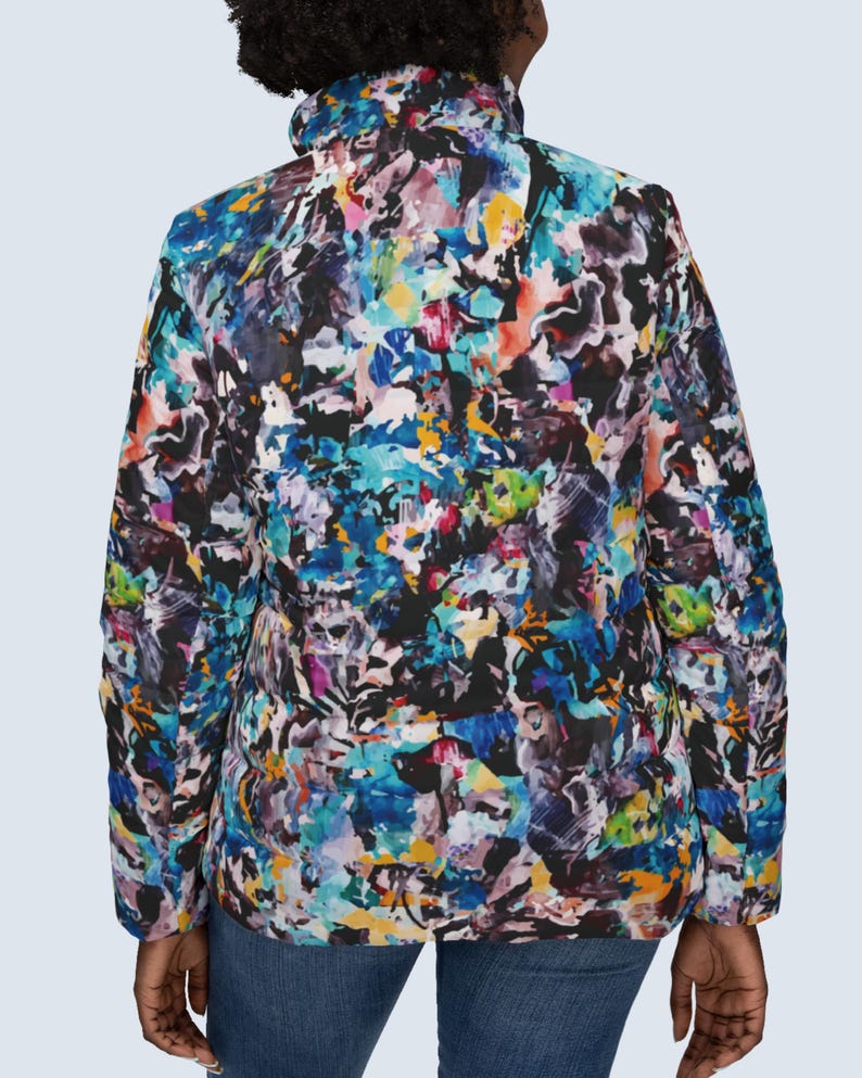 Women's Puffer Jacket Colorful Puffer Jacket Multicolored Puffer Jacket ...