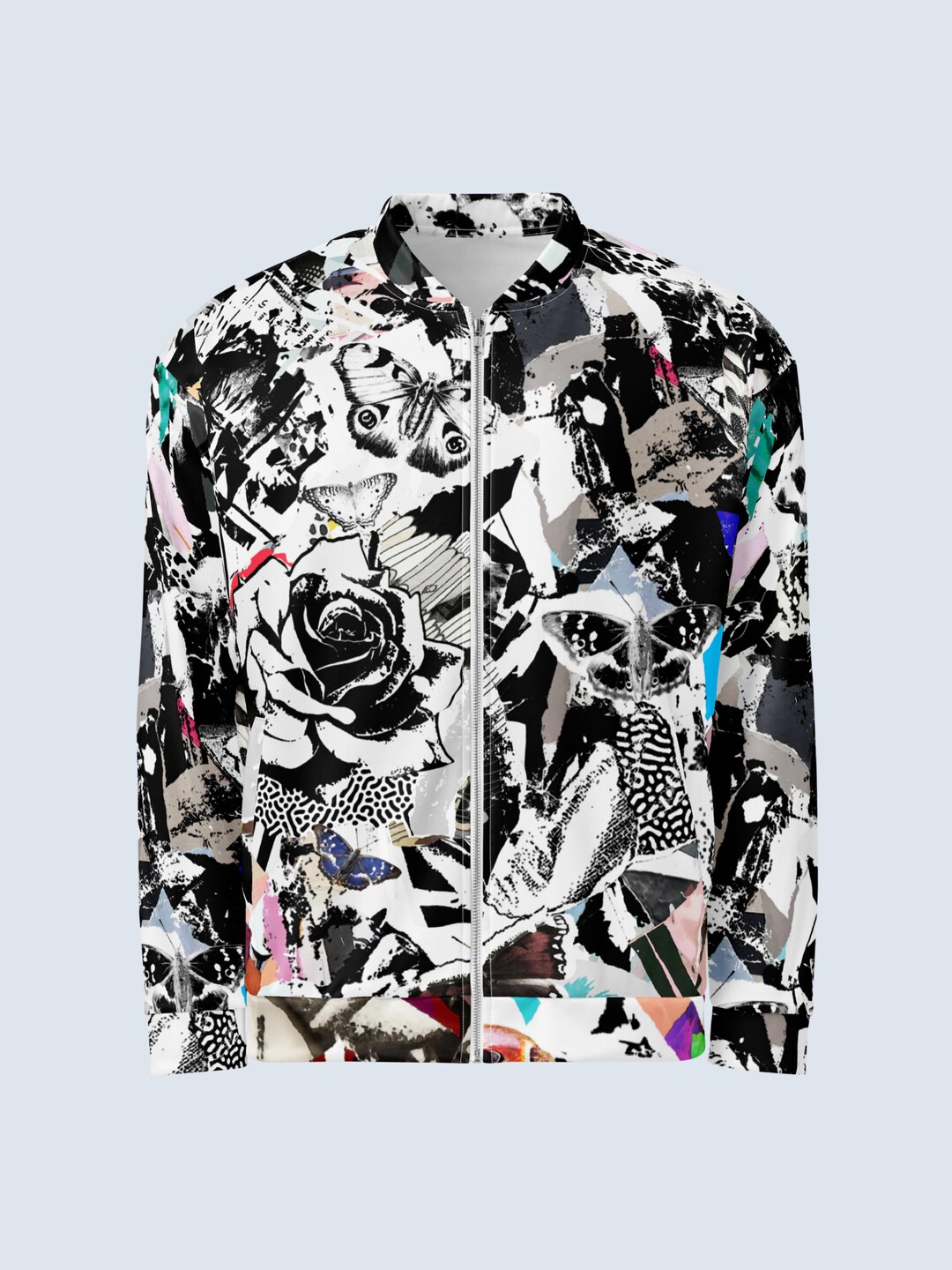 Men's Bomber Jacket Black and White Monochromatic Jacket for Men Party ...