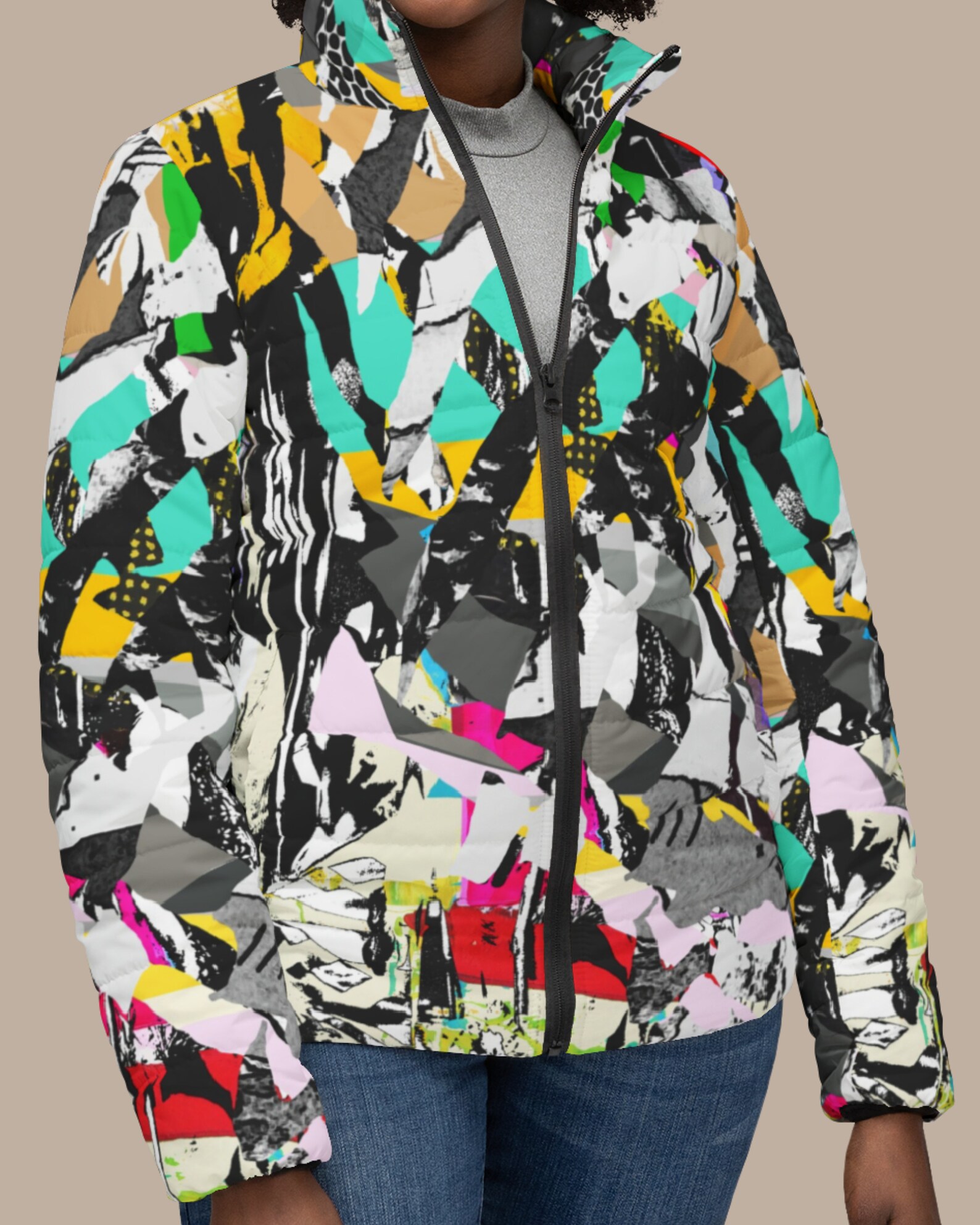 Women Puffer Jacket, Puffy Jacket, Multicolor Puffer Jacket, Original ...