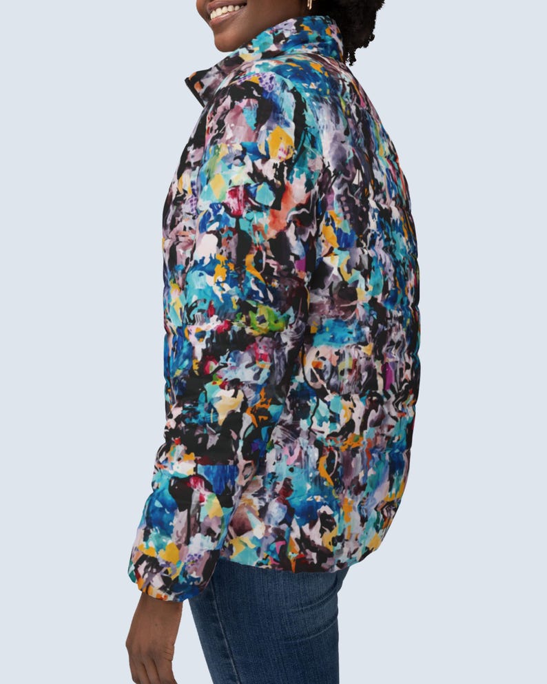 Women's Puffer Jacket Colorful Puffer Jacket Multicolored Puffer Jacket ...
