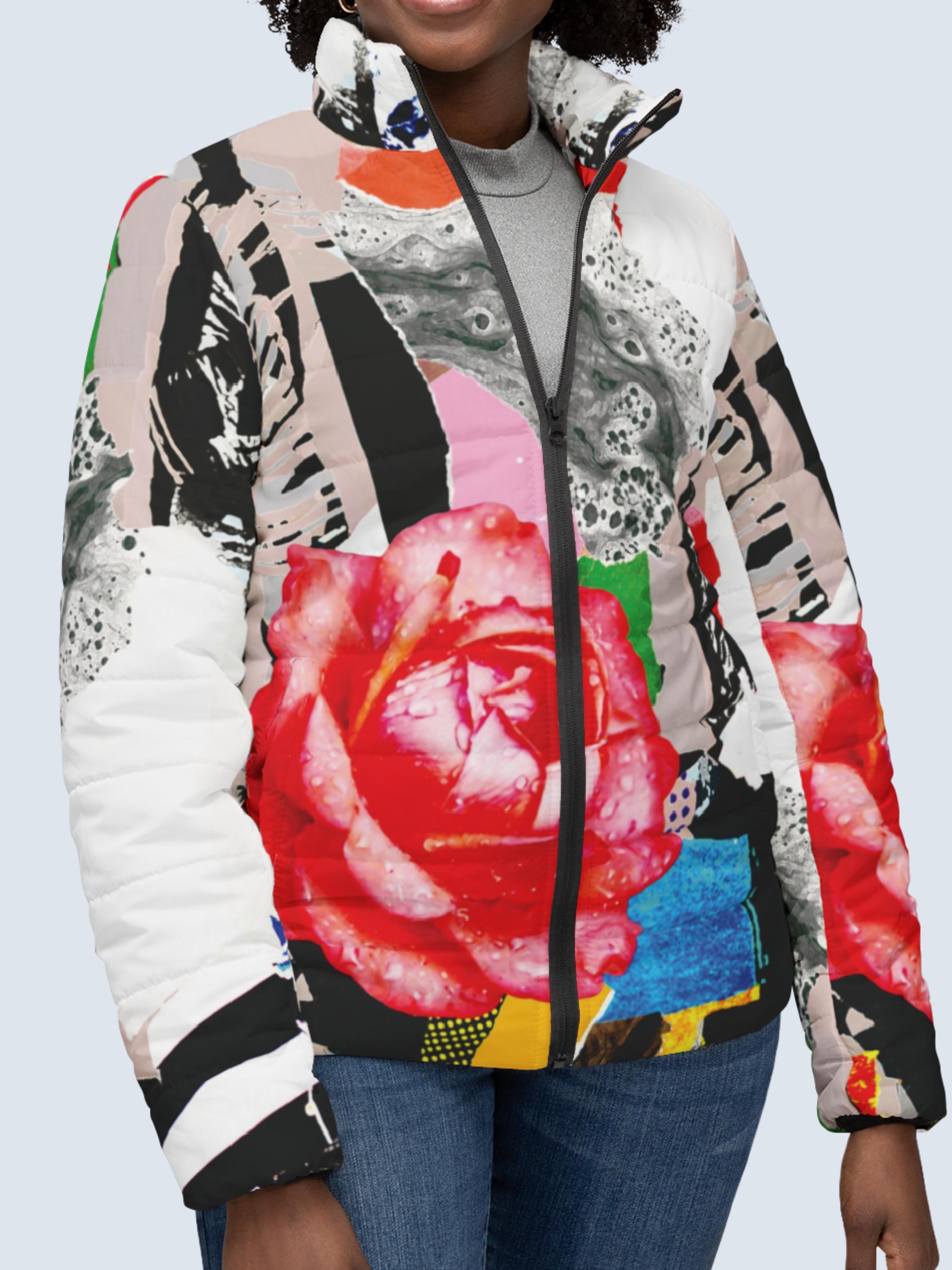 Womens Puffer Jacket Colourful Puffer Jacket Floral Puffer Jacket ...