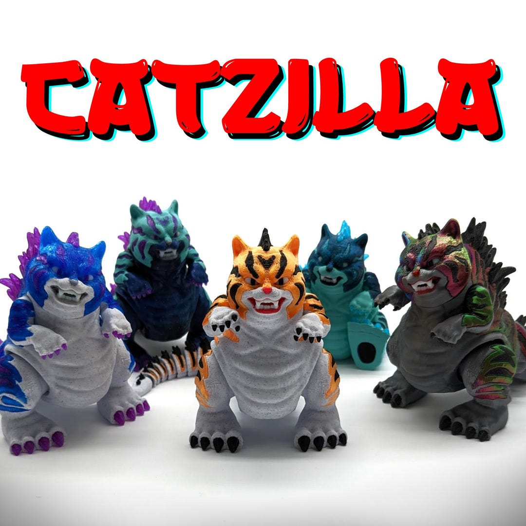 Catzilla - Multicolor 3D Print, Godzilla Cat, Unique Gift, Collectors ...