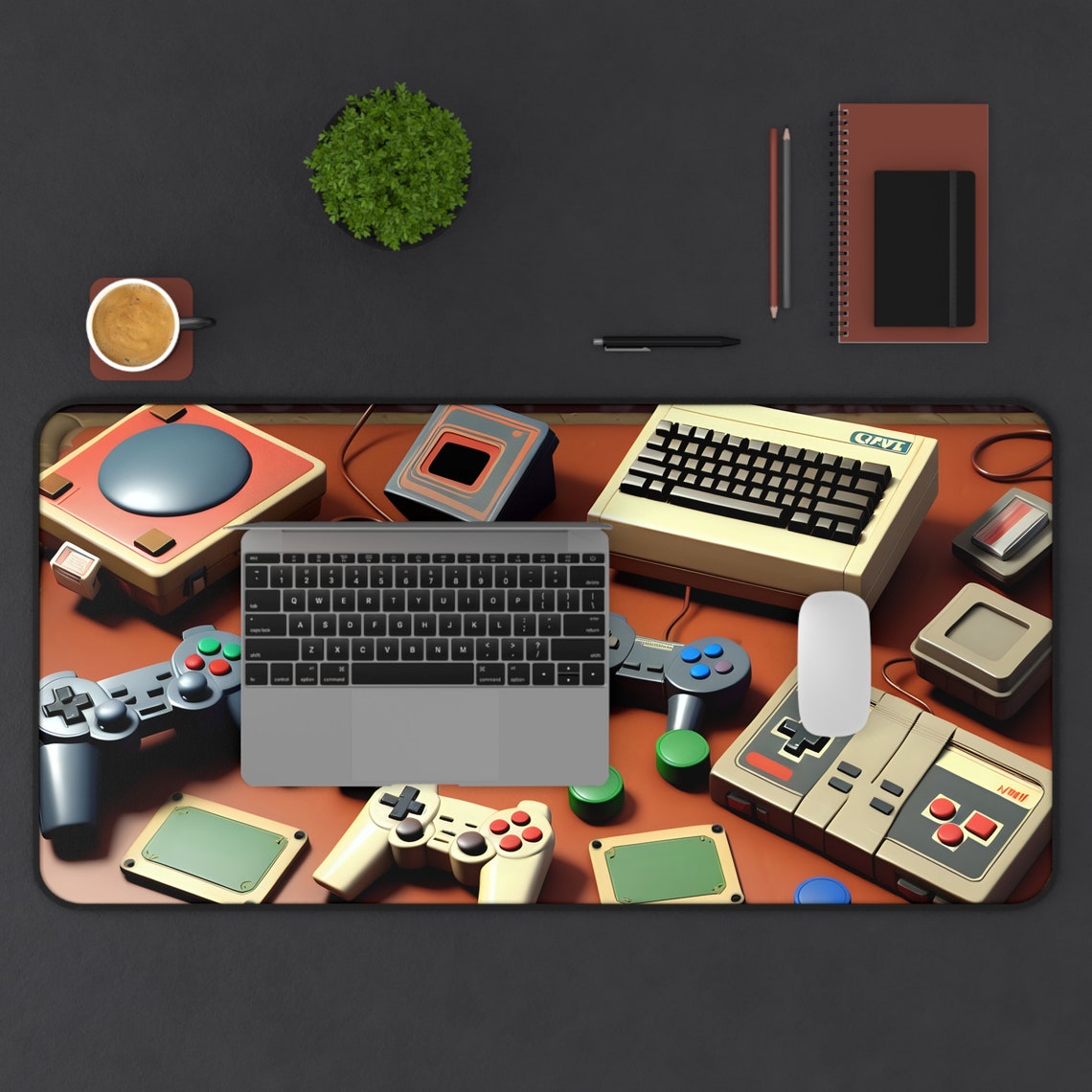 Vintage Gaming Desk Mat Animated Style, Gamer Desk Setup, Gaming Mouse ...