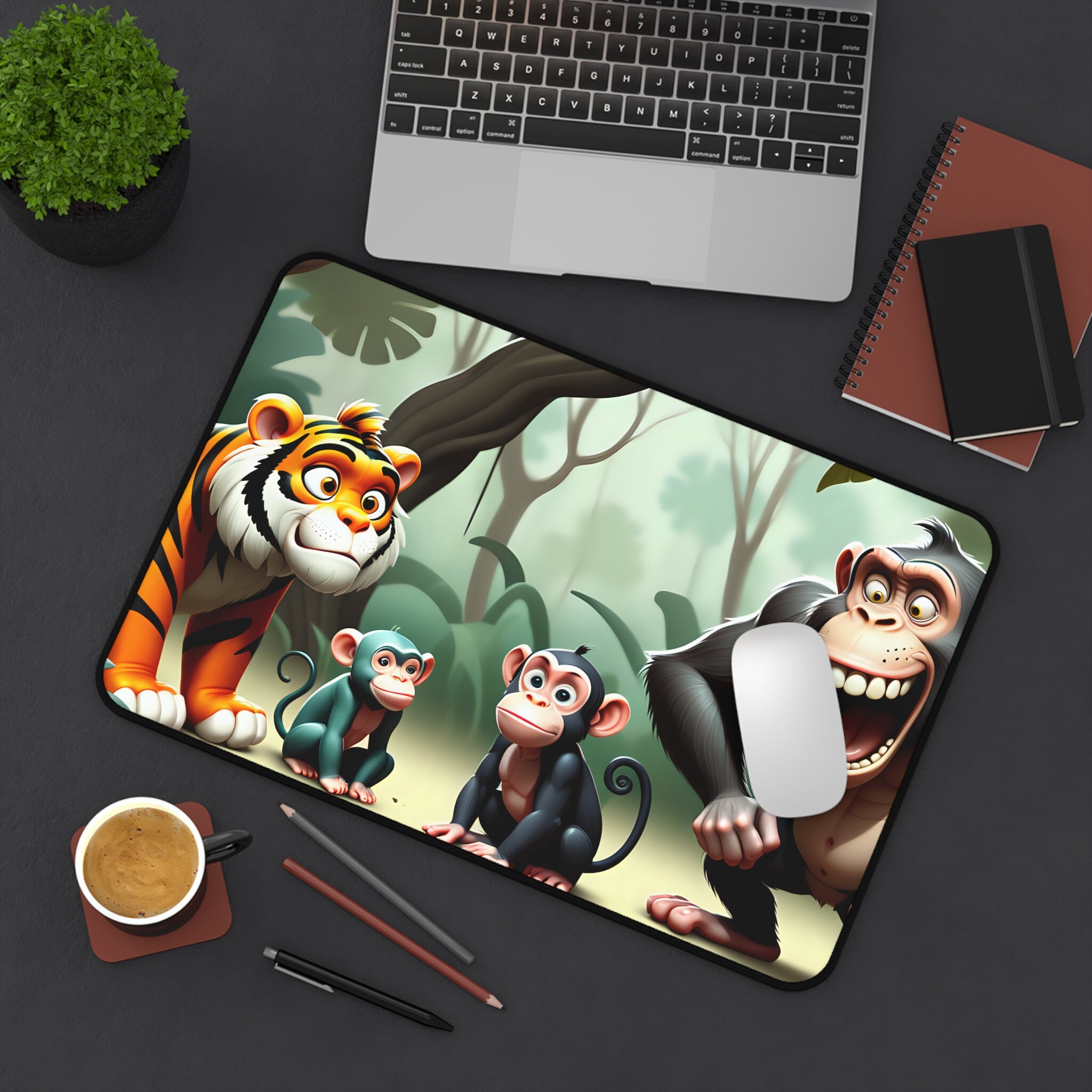 Happy Forest Animals Desk Mat, Desk Accessories, Office Desk Mat, Large ...