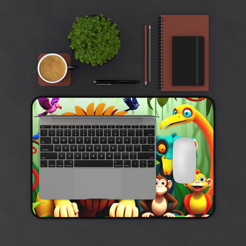 Happy Jungle Animals Desk Mat, Desk Accessories, Office Desk Mat, Large ...