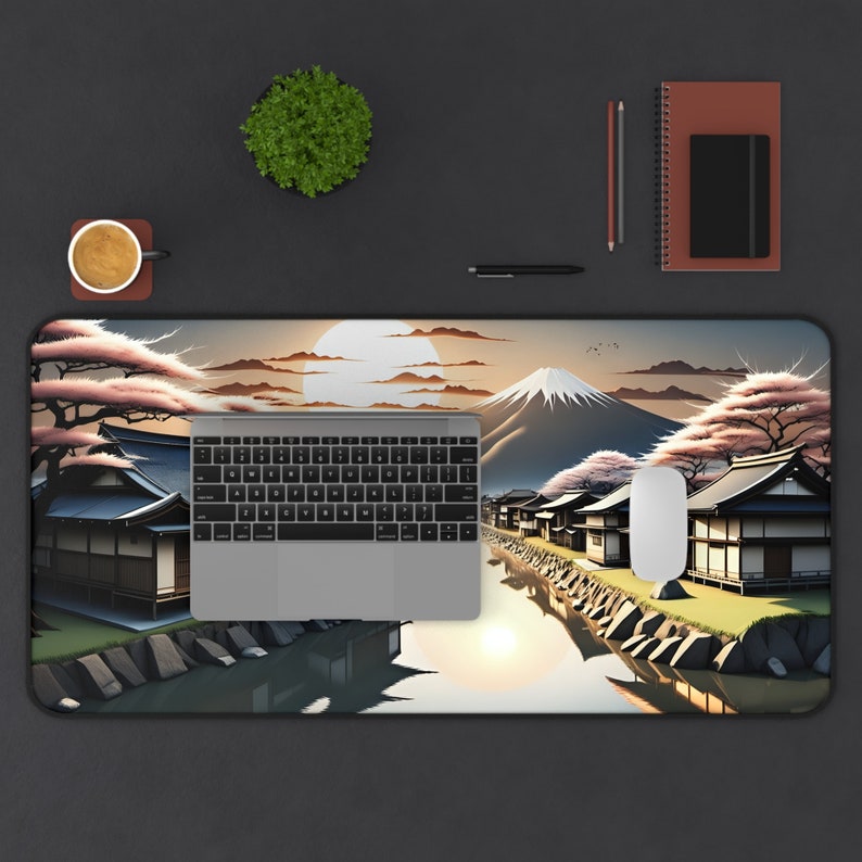 Japanese Landscape Desk Mat, Desk Accessories, Workspace, Large Desk ...