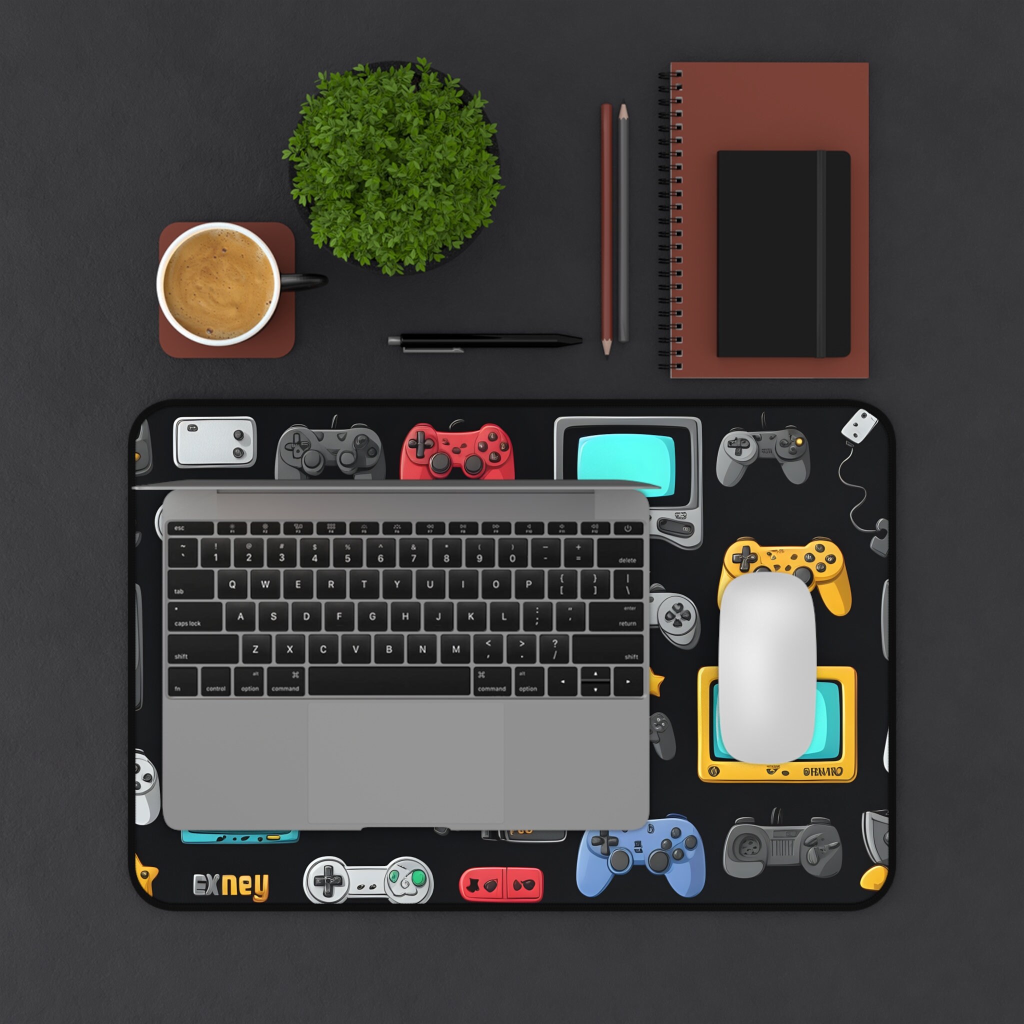 Vintage Gaming Desk Mat Cartoon Style, Gamer Desk Setup, Gaming Mouse ...