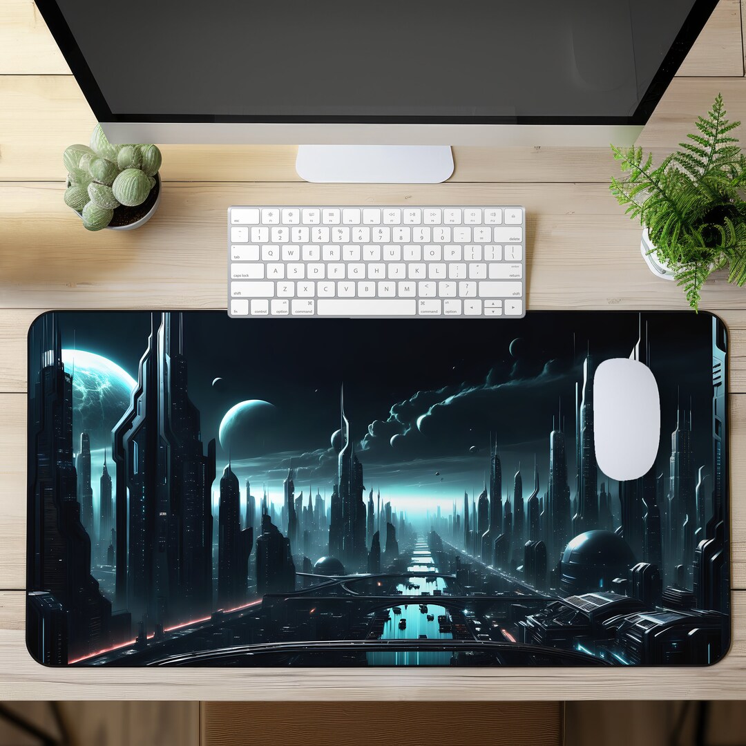 Futuristic City Desk Mat, Sci-fi Desk Mat, Sci-fi, Dystopian Desk Mat ...