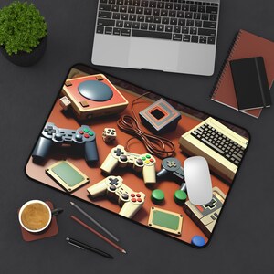 Vintage Gaming Desk Mat Animated Style, Gamer Desk Setup, Gaming Mouse ...