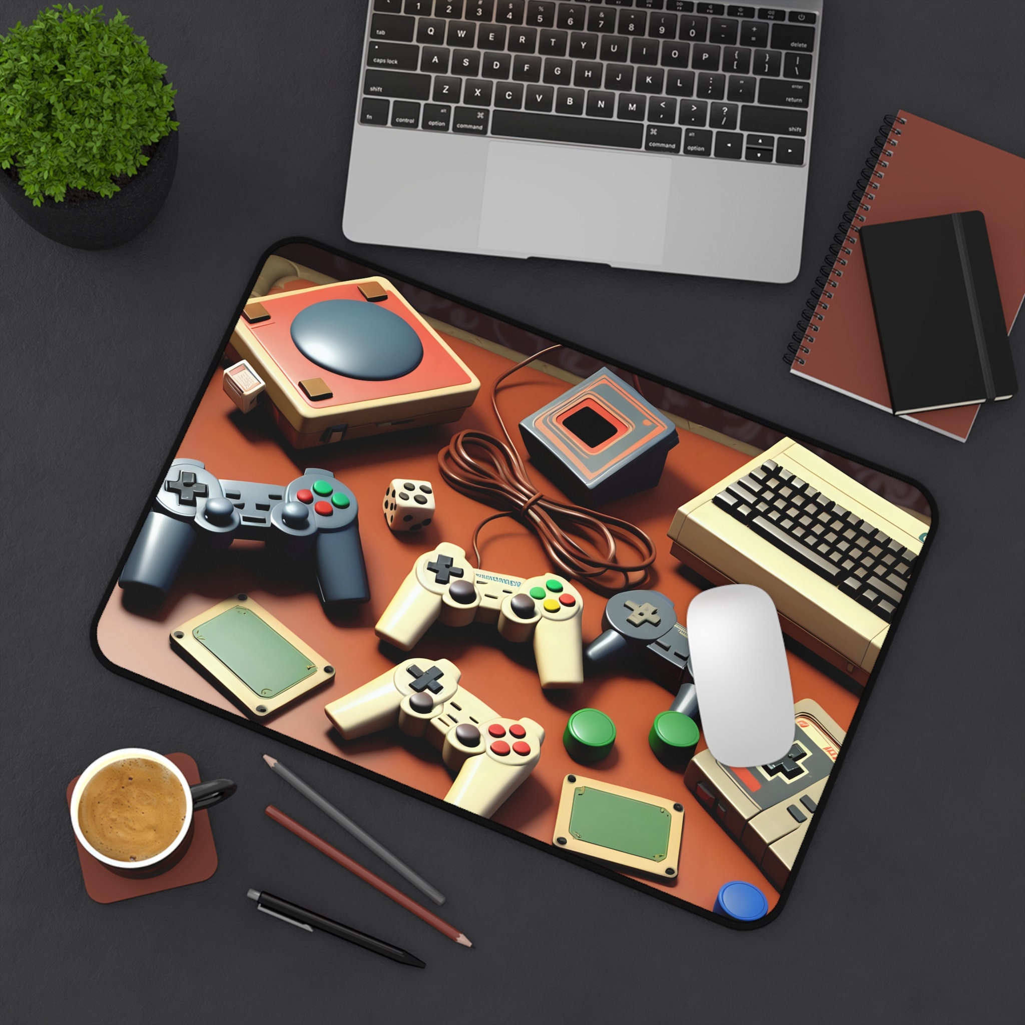 Vintage Gaming Desk Mat Animated Style, Gamer Desk Setup, Gaming Mouse ...