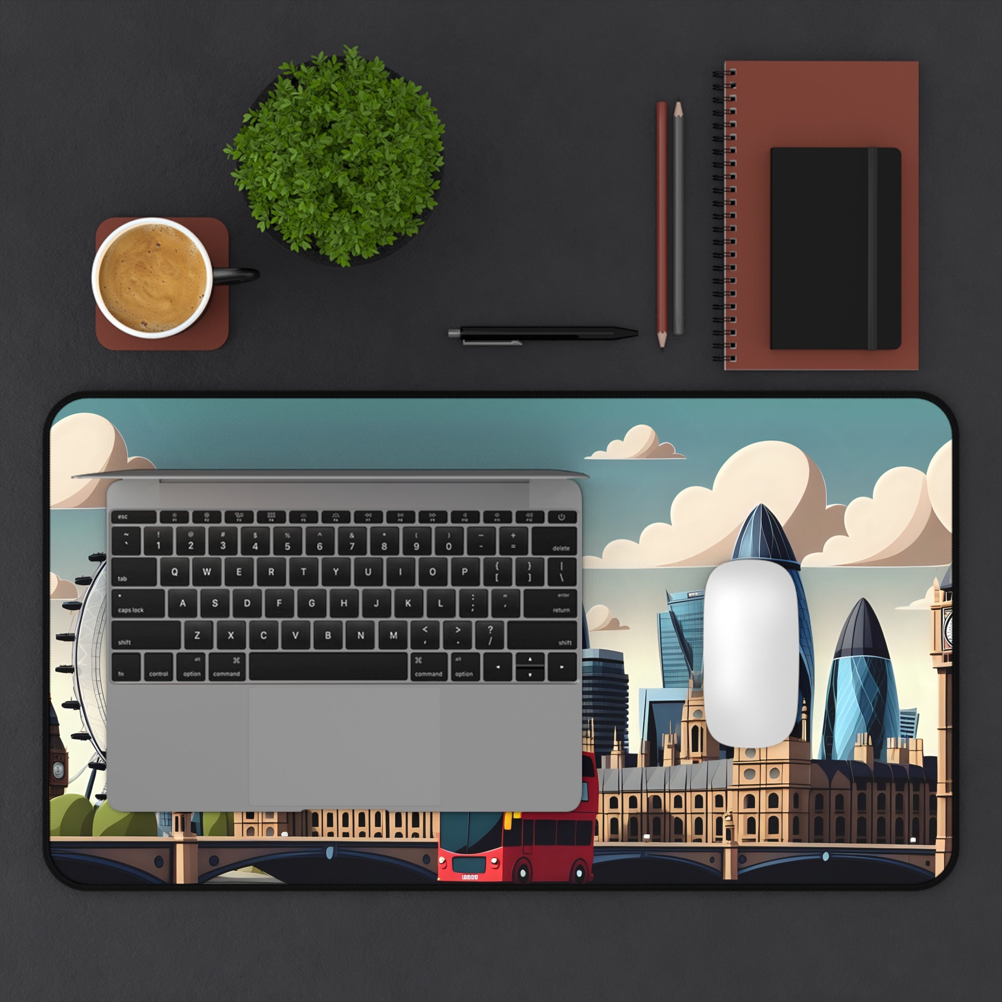 London Skyline Desk Mat Cartoon Style, Desk Accessories, Workspace ...