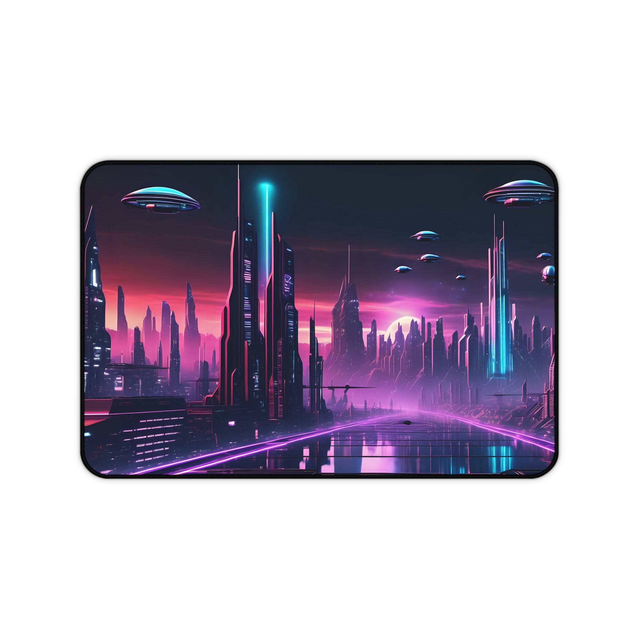 Dystopian Futuristic City Desk Mat, Sci-fi Desk Mat, Spacecraft ...
