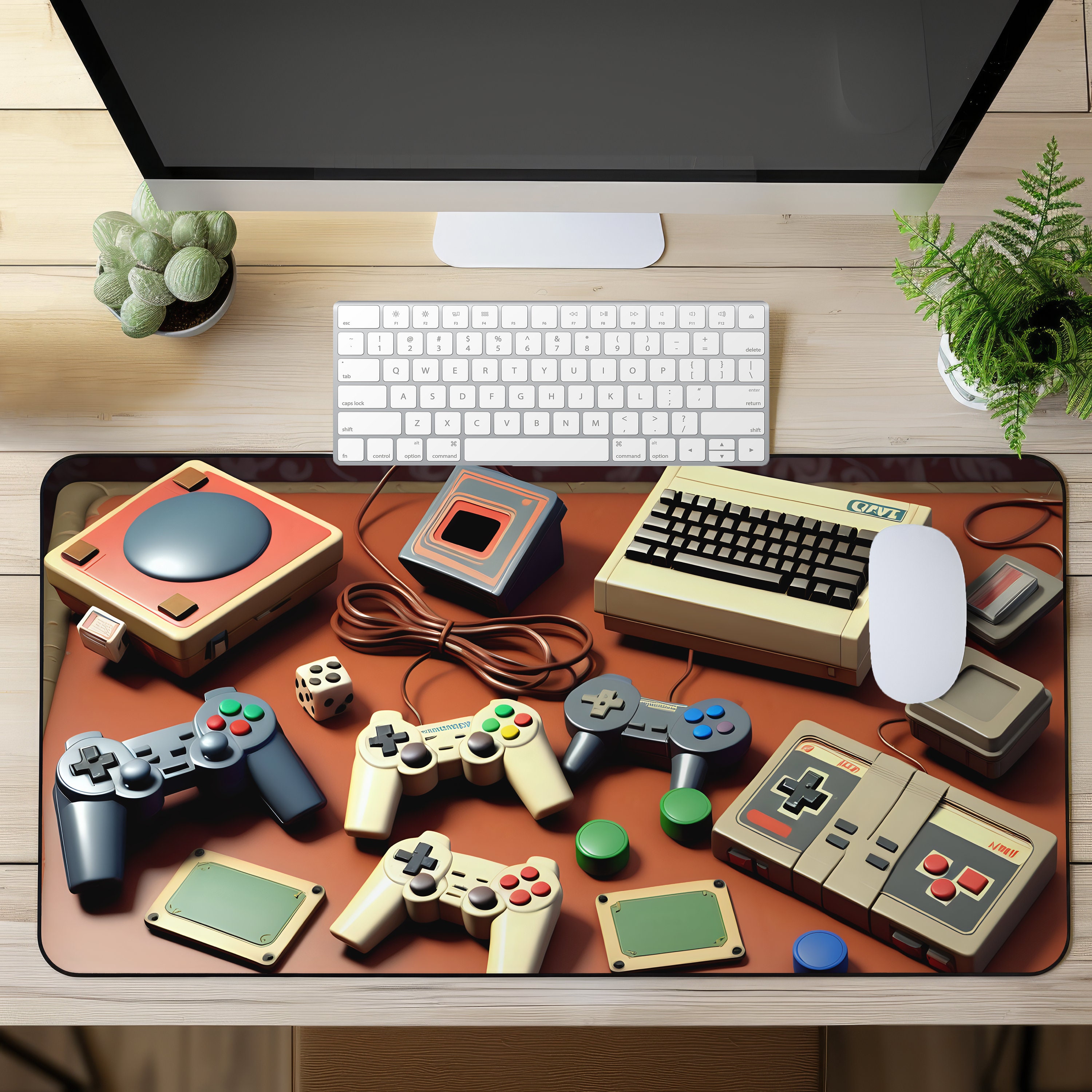 Vintage Gaming Desk Mat Animated Style, Gamer Desk Setup, Gaming Mouse ...