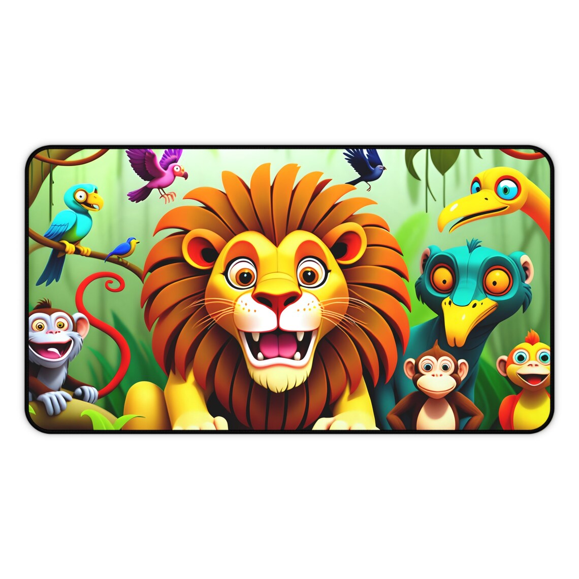 Happy Jungle Animals Desk Mat, Desk Accessories, Office Desk Mat, Large ...