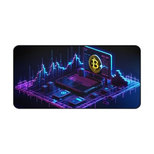 Bitcoin Cyberpunk Desk Mat, Crypto Desk Mat, Trading Desk Mat, Work at ...