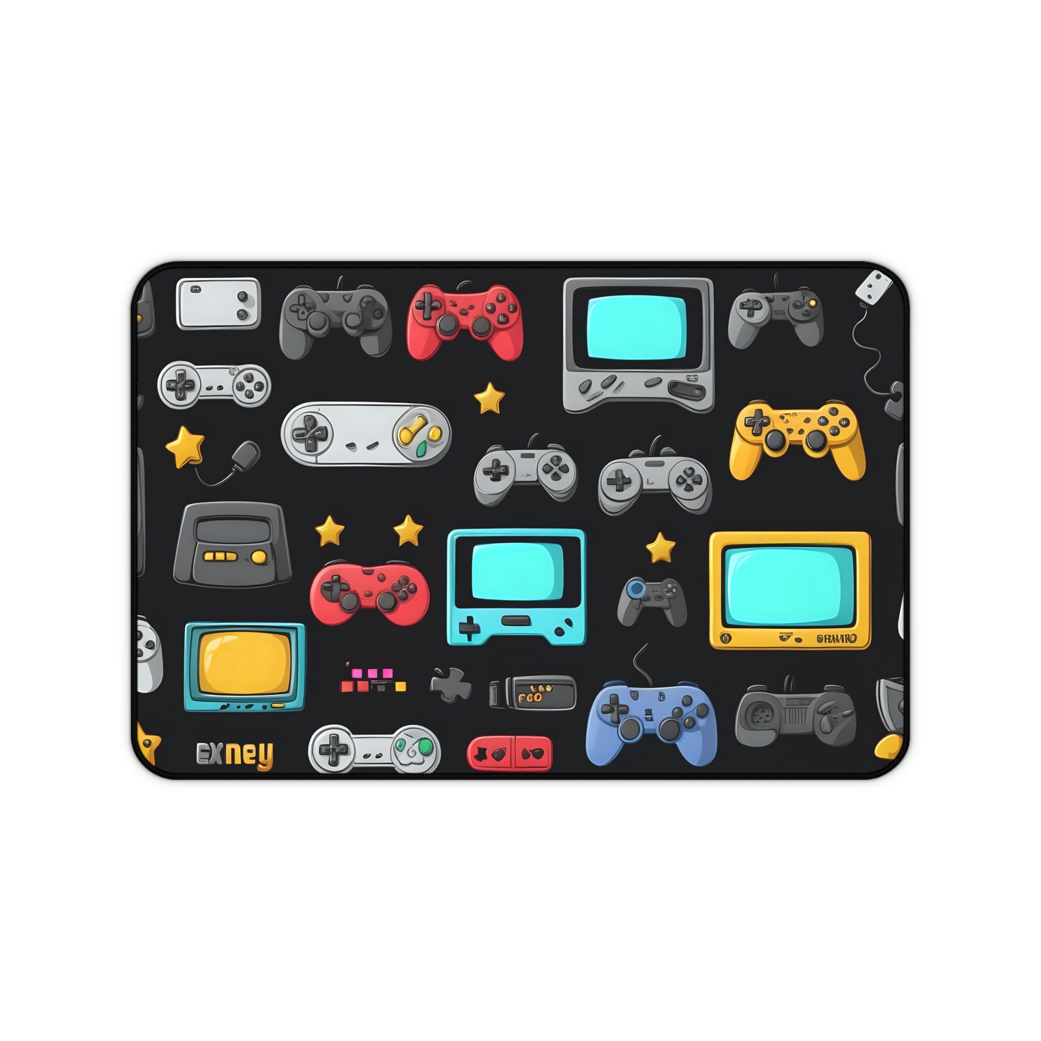 Vintage Gaming Desk Mat Cartoon Style, Gamer Desk Setup, Gaming Mouse ...