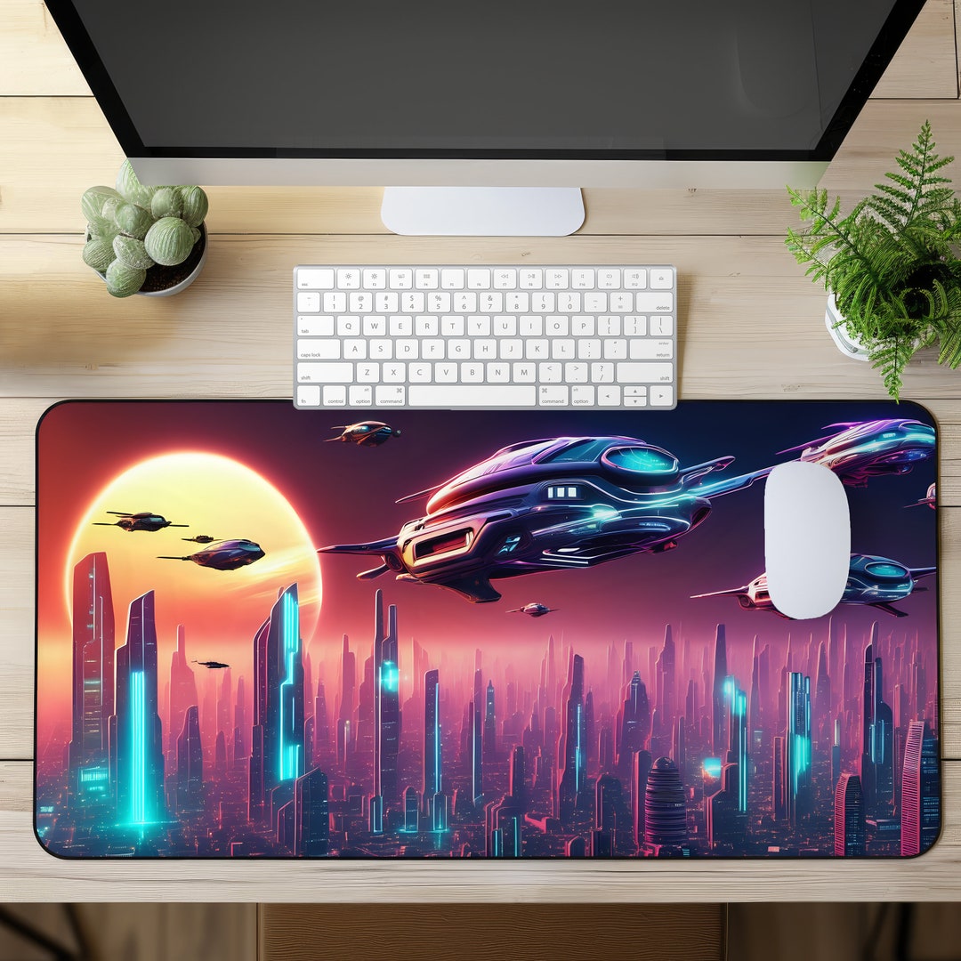 Futuristic City Desk Mat, Sci-fi Desk Mat, Spacecraft, Sci-fi ...