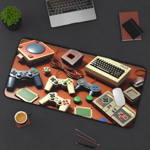 Vintage Gaming Desk Mat Animated Style, Gamer Desk Setup, Gaming Mouse ...