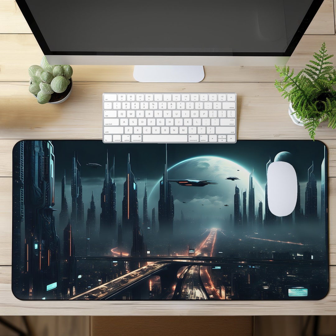 Futuristic City Desk Mat, Sci-fi Desk Mat, Spacecraft, Sci-fi ...