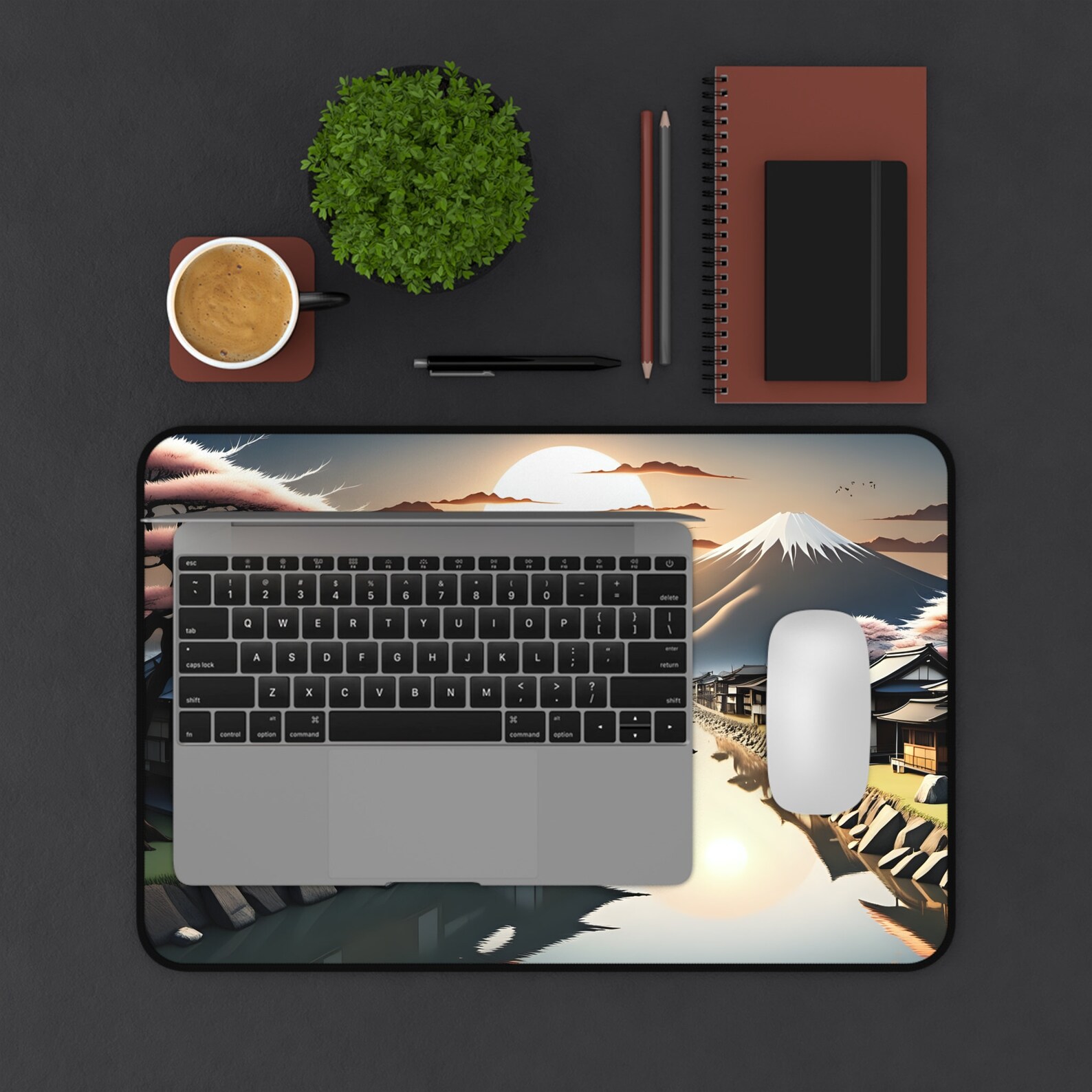 Japanese Landscape Desk Mat, Desk Accessories, Workspace, Large Desk ...