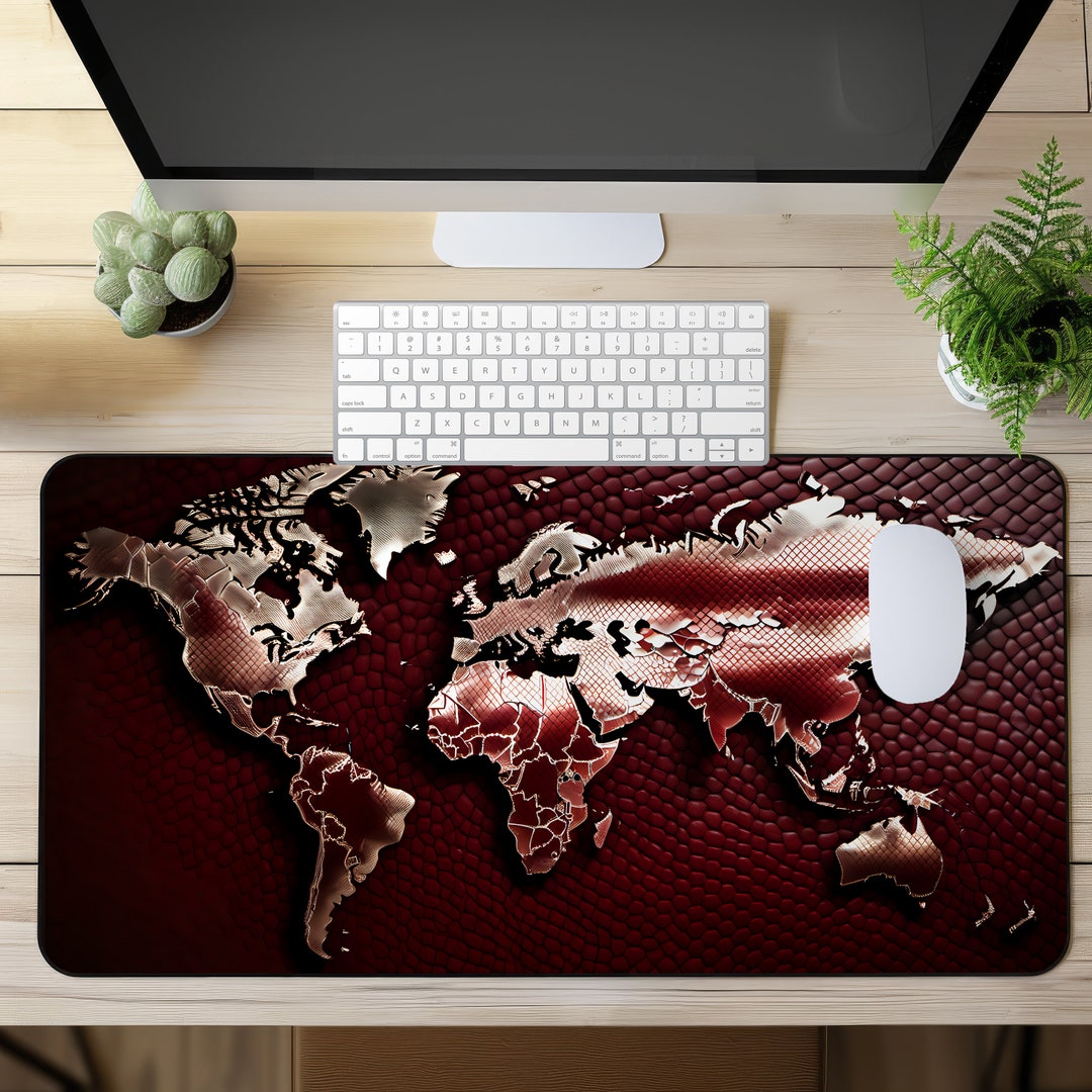 3D World Map Desk Mat, Large Desk Pad, 3D Mouse Mat, 3D Desk Mat, Desk ...
