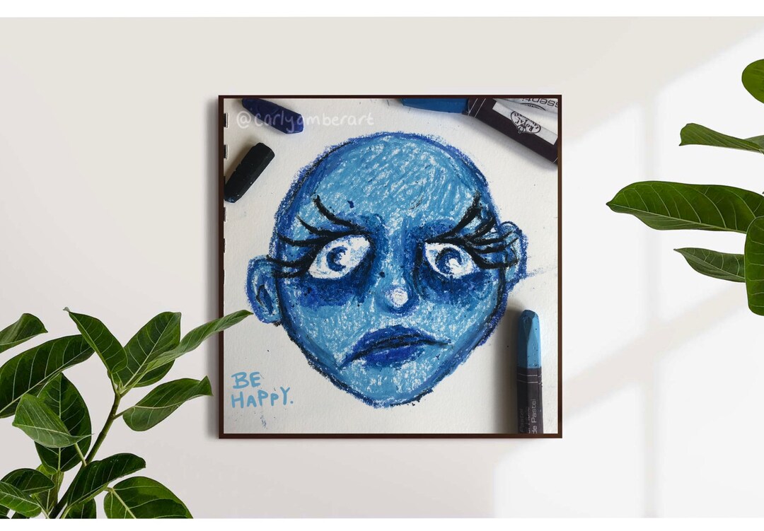 Sad Face Pastel Print - Etsy