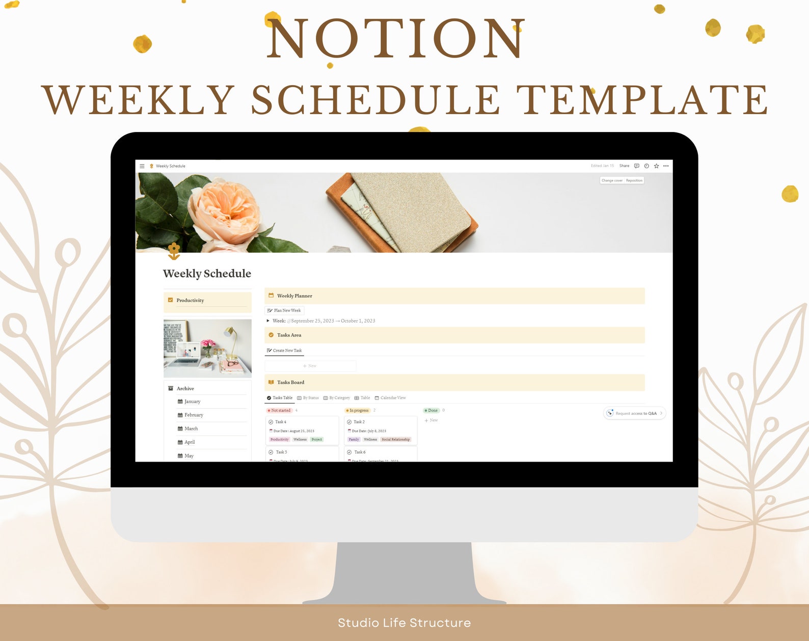 Notion Weekly Schedule Template | Notion Schedule Planner | Monthly ...
