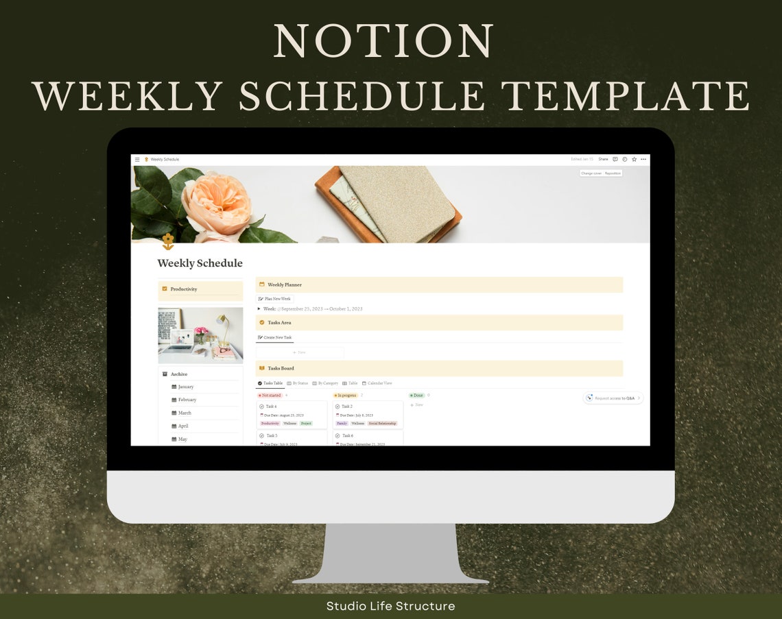 Notion Weekly Schedule Template Notion Schedule Planner Monthly ...