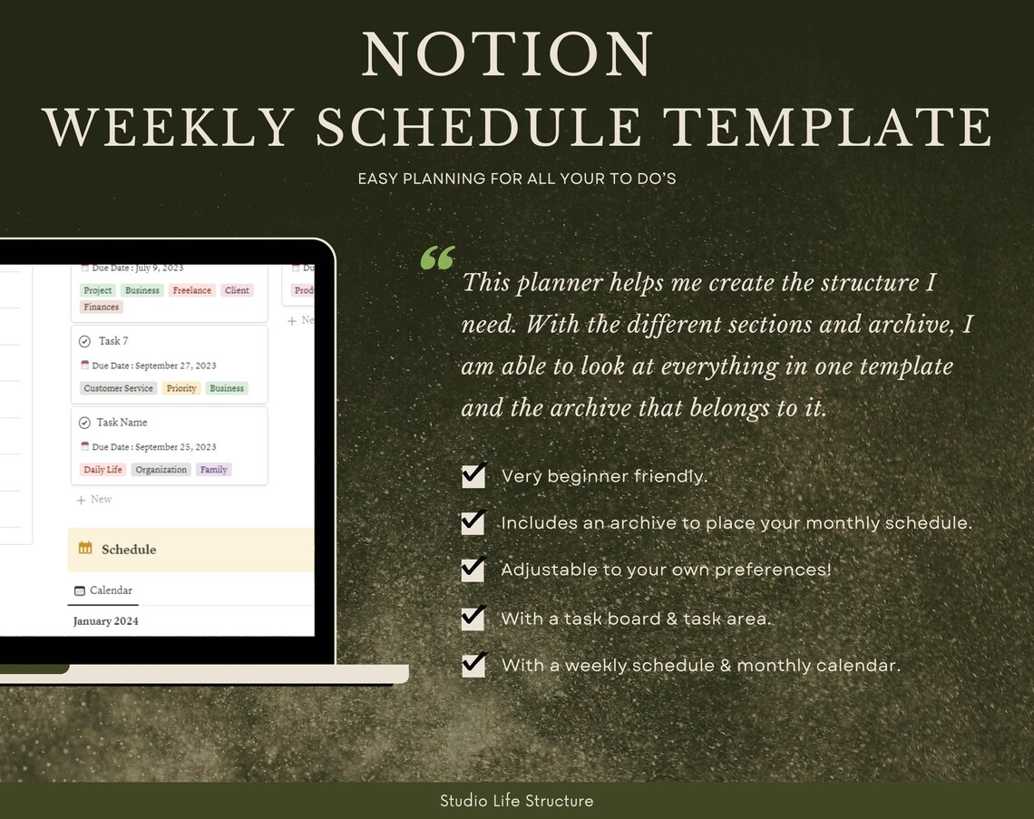 Notion Weekly Schedule Template Notion Schedule Planner Monthly ...
