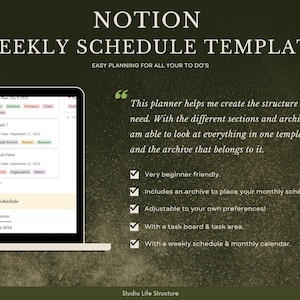 Notion Weekly Schedule Template Notion Schedule Planner Monthly ...