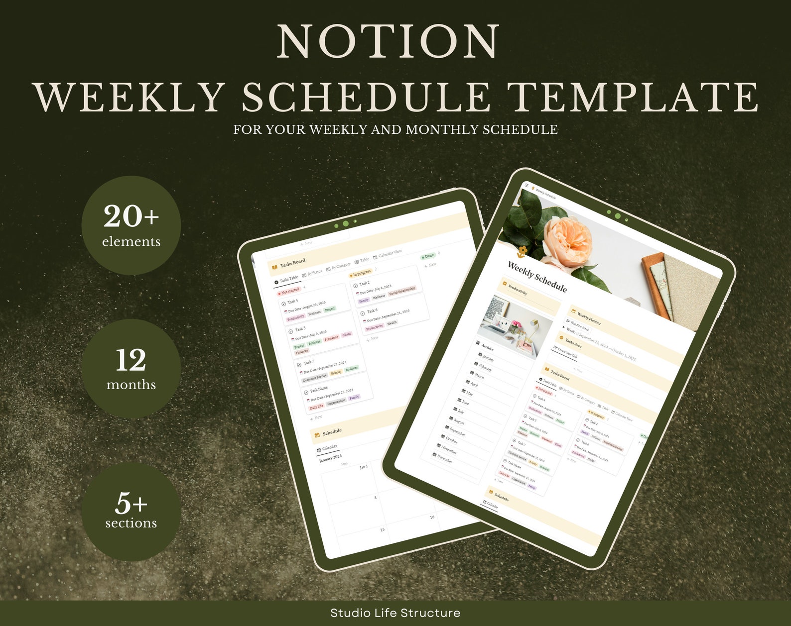 Notion Weekly Schedule Template Notion Schedule Planner Monthly Schedule Notion Adjustable ...