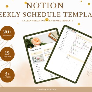 Notion Weekly Schedule Template | Notion Schedule Planner | Monthly ...