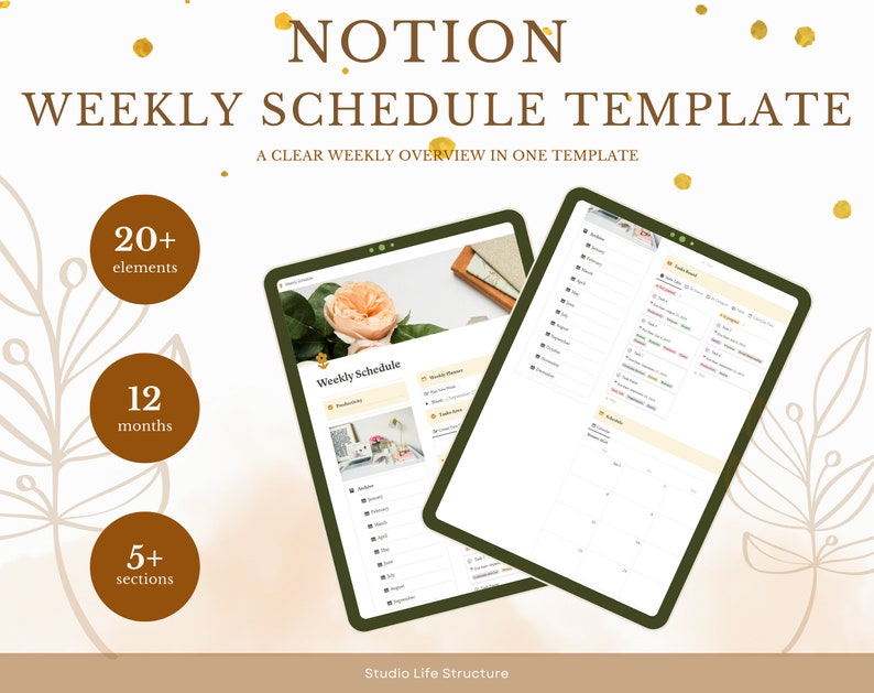 Notion Weekly Schedule Template | Notion Schedule Planner | Monthly ...