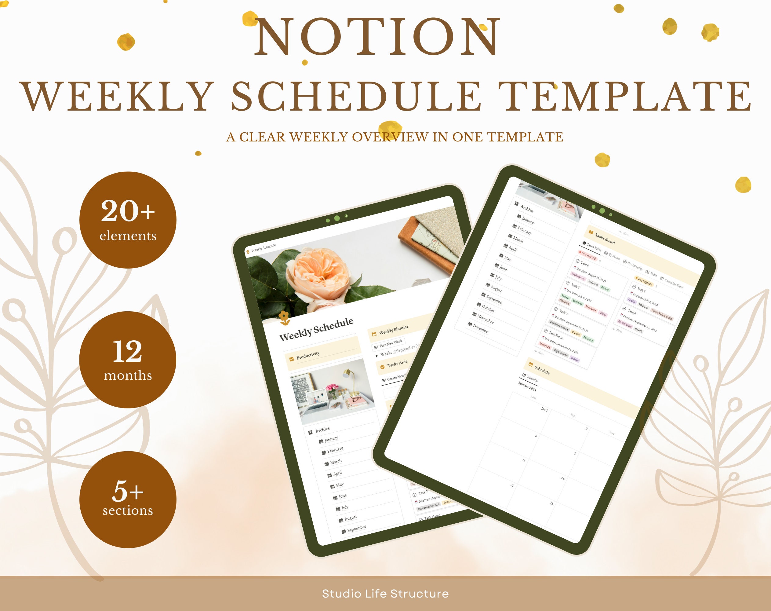 Notion Weekly Schedule Template | Notion Schedule Planner | Monthly ...
