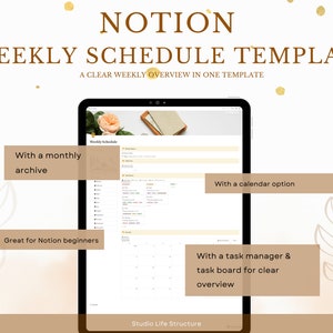 Notion Weekly Schedule Template | Notion Schedule Planner | Monthly ...