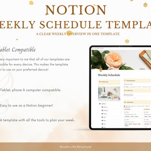 Notion Weekly Schedule Template | Notion Schedule Planner | Monthly ...