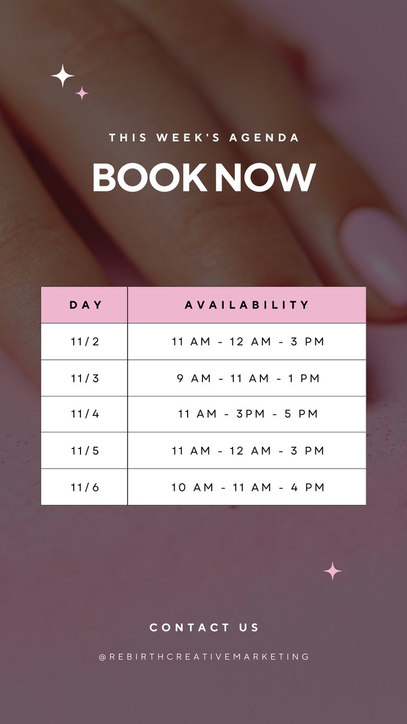 Appointment Availability | Story Printable - Etsy