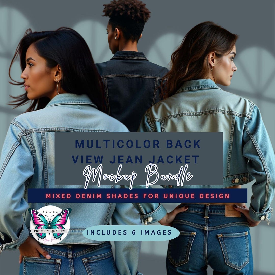 Jean Jacket Mockup Bundle-women’s Back View Mockup-back View Jacket ...