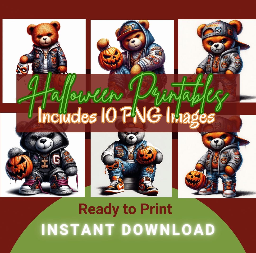 Scary Halloween Teddy Bear-halloween T-shirt Designs-halloween Png ...