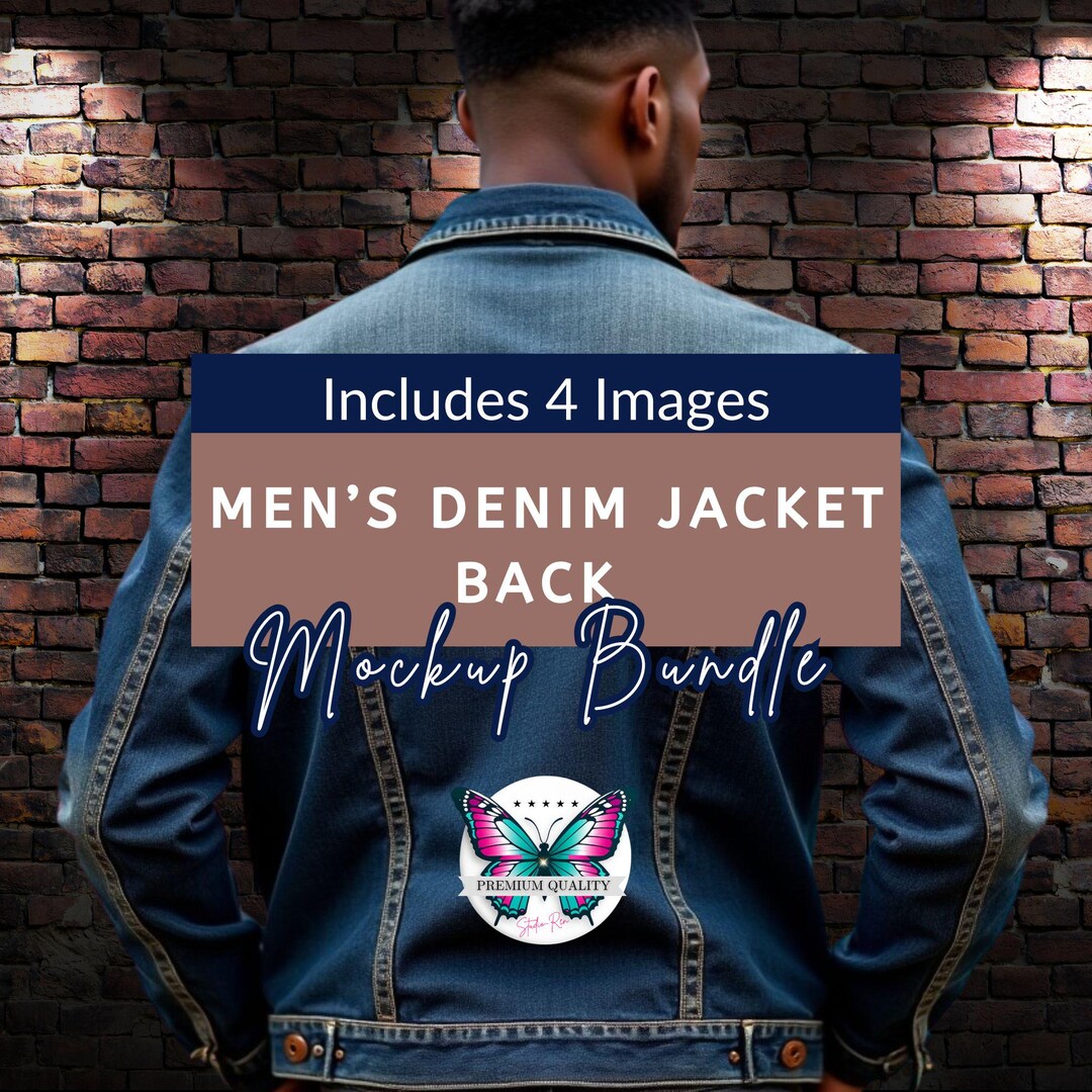 Denim Jacket Mockup-denim Jacket Back Mockup-jean Jacket Mockup-male ...