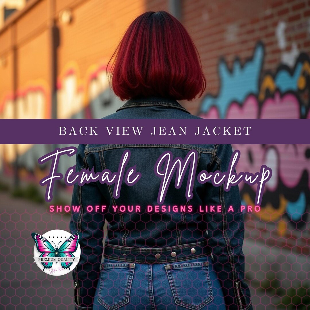 Women’s Back View Mockup-blue Jean Mock-back View Jacket Mockup-denim ...