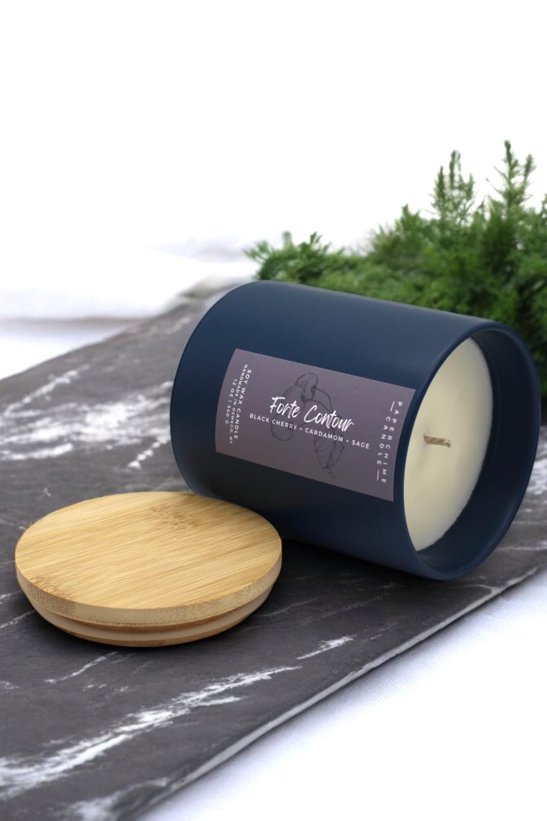 Black Cherry, Cardamom, Sage | Forte Contour Ceramic Soy Candle | Gift ...