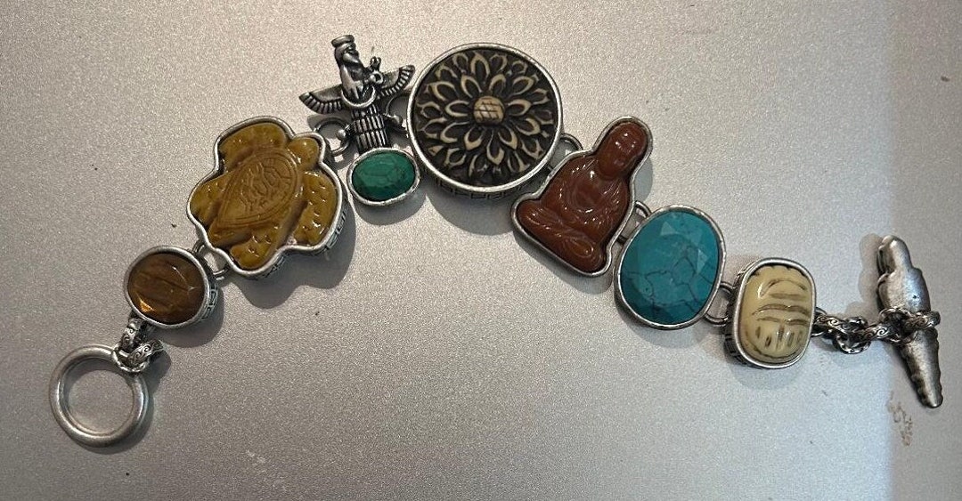 Vintage Carved Scarab Turtle Budah Peace Flower Toggle Clasp - Etsy