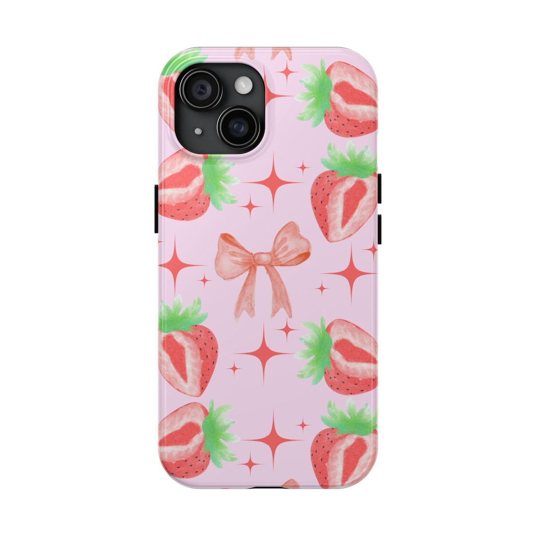 Strawberry Sparkle Phone Case, Cute Tough Cell Phone Cover, Strawberry ...