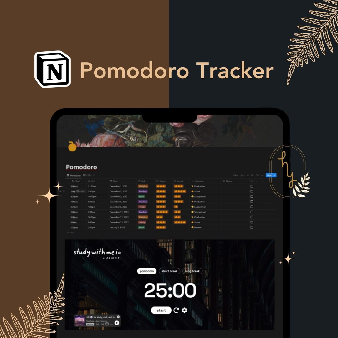 Pomodoro Tracker Notion Template | Pomodoro Notion Template Pomodoro Template Pomodoro Planner ...