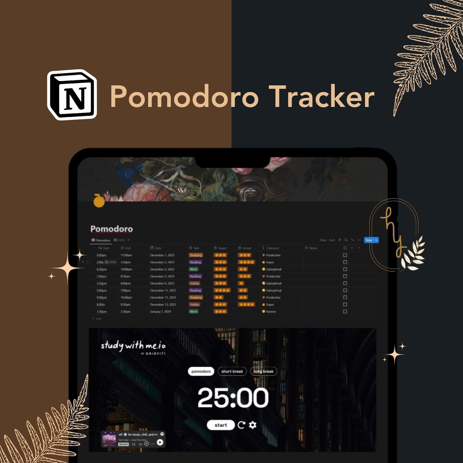 Pomodoro Tracker Notion Template | Pomodoro Notion Template Pomodoro Template Pomodoro Planner ...